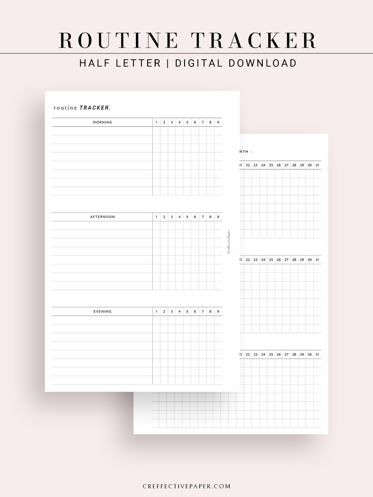 T129 | Monthly Routine Tracker – CreffectivePaper