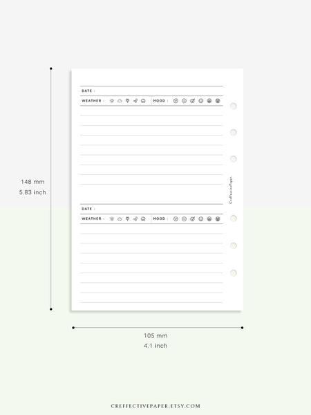 D112_2DO1P | Daily Journal Diary Printable Pages, Line Dot Grid Notes ...