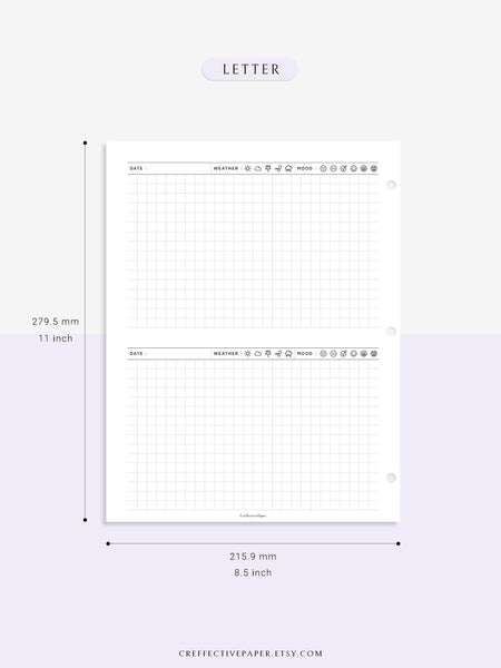 D112_2DO1P | Daily Journal Diary Printable Pages, Line Dot Grid Notes ...