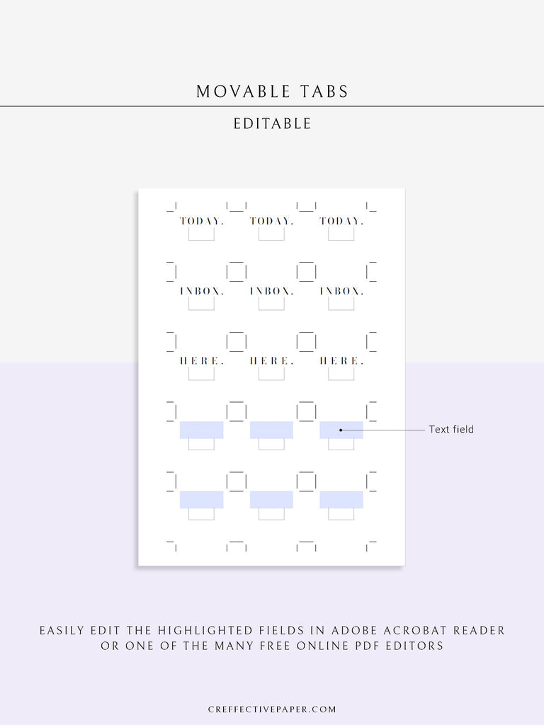 DA117 | Movable Tabs & Index, Fillable Template – CreffectivePaper