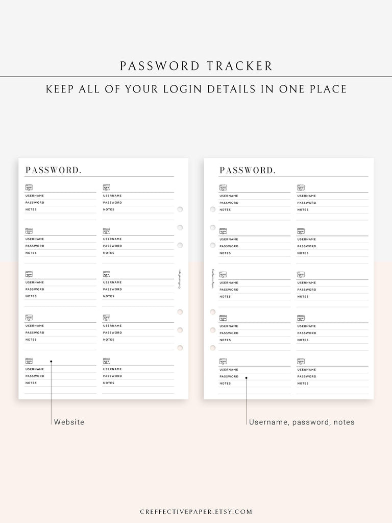 T119 | Website Login Password Tracker – CreffectivePaper