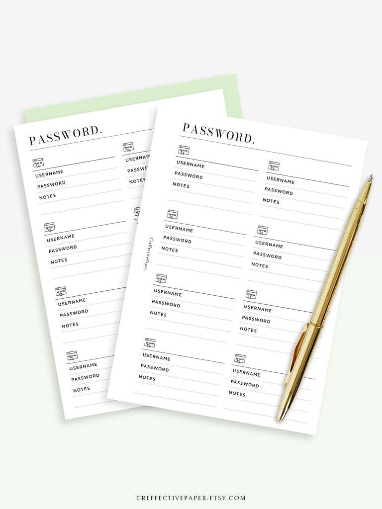 T119 | Website Login Password Tracker – CreffectivePaper