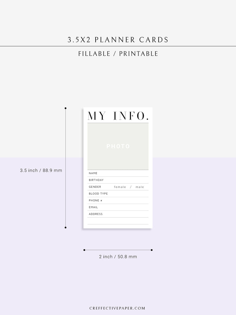 N129 | 3.5x2 Editable Planner Cards – CreffectivePaper