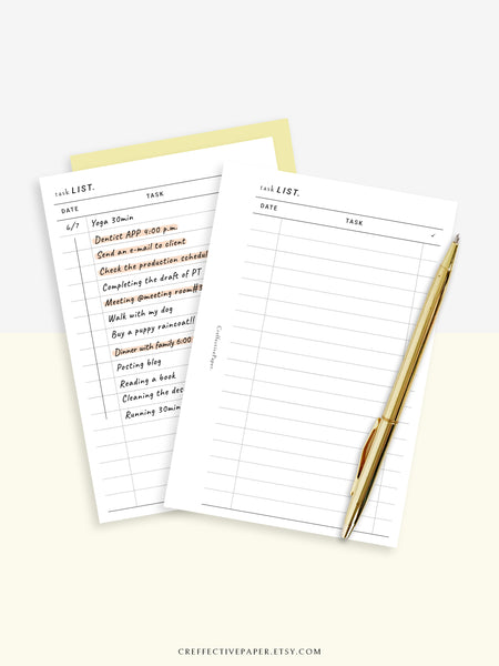 D103 | Daily Task List, To-do Organizer, Checklist – CreffectivePaper