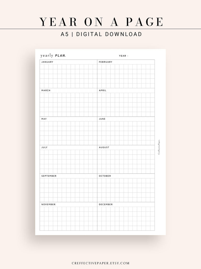 Y106 | Year on a Page, Grid Layout – CreffectivePaper